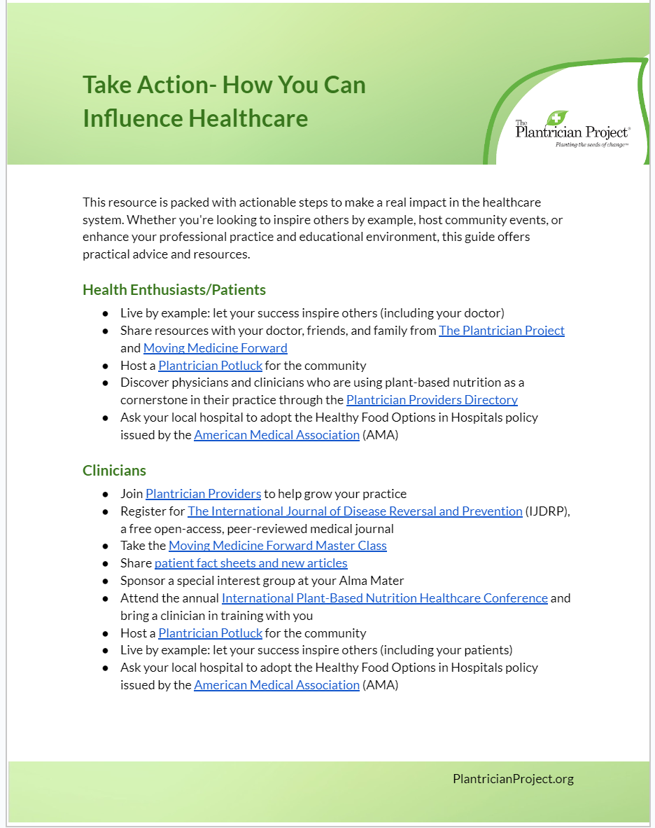 Take Action- How You Can Influence Healthcare - Plantrician Providers ...