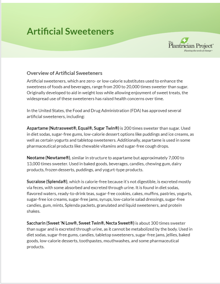 Artificial Sweeteners - Plantrician Providers Directory
