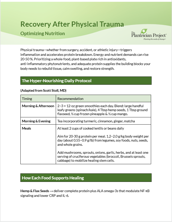 Recovery After Physical Trauma- Optimizing Nutrition - Plantrician ...
